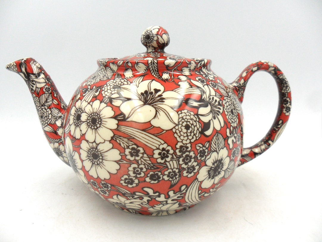 Heron Cross Pottery 2 Cup Teapot in Red Valencia Design. - Etsy