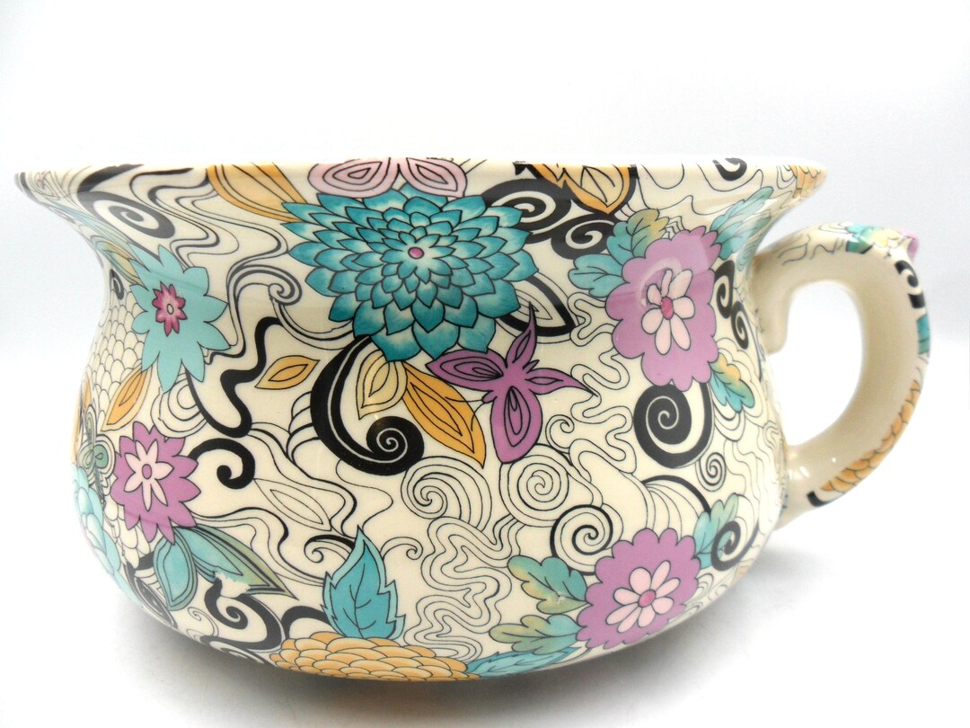 Large Vintage Style Chamber Pot in Psychedelic Woodstock Design - Etsy