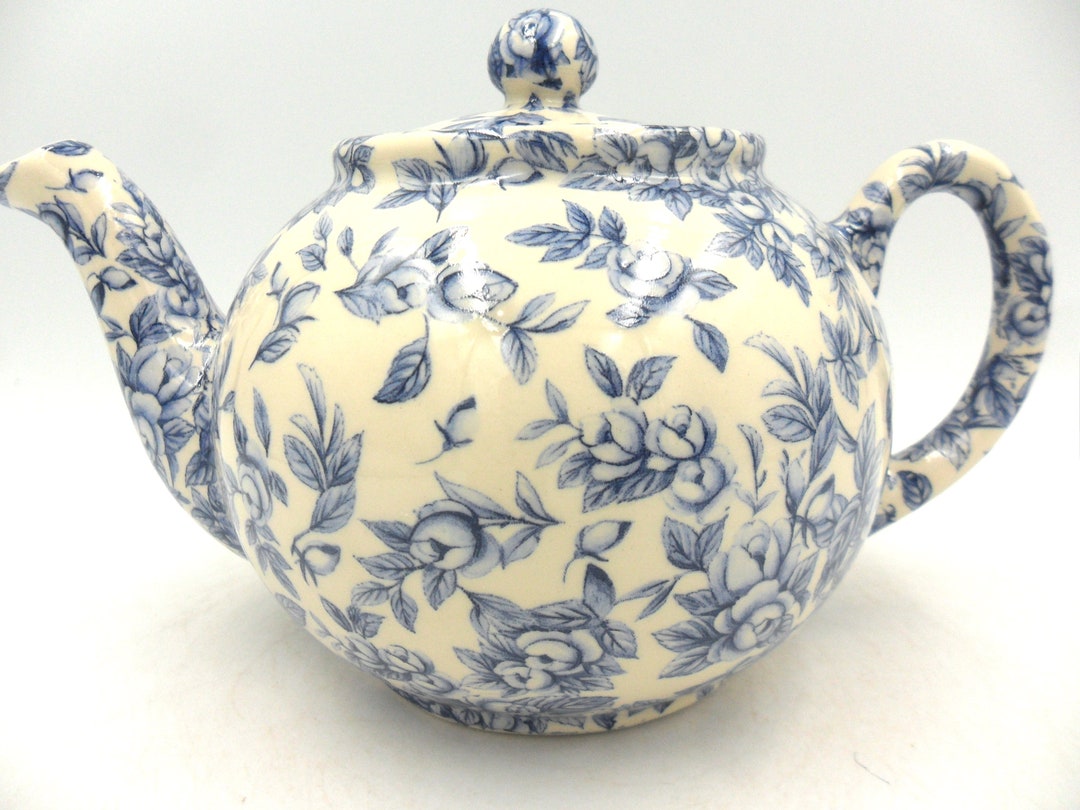 Heron Cross Pottery 2 Cup Teapot in Blue Blossom Chintz Design. - Etsy