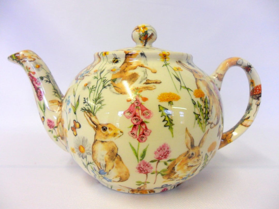 Heron Cross Pottery 2 Cup Teapot in Meadow Rabbits Design. - Etsy