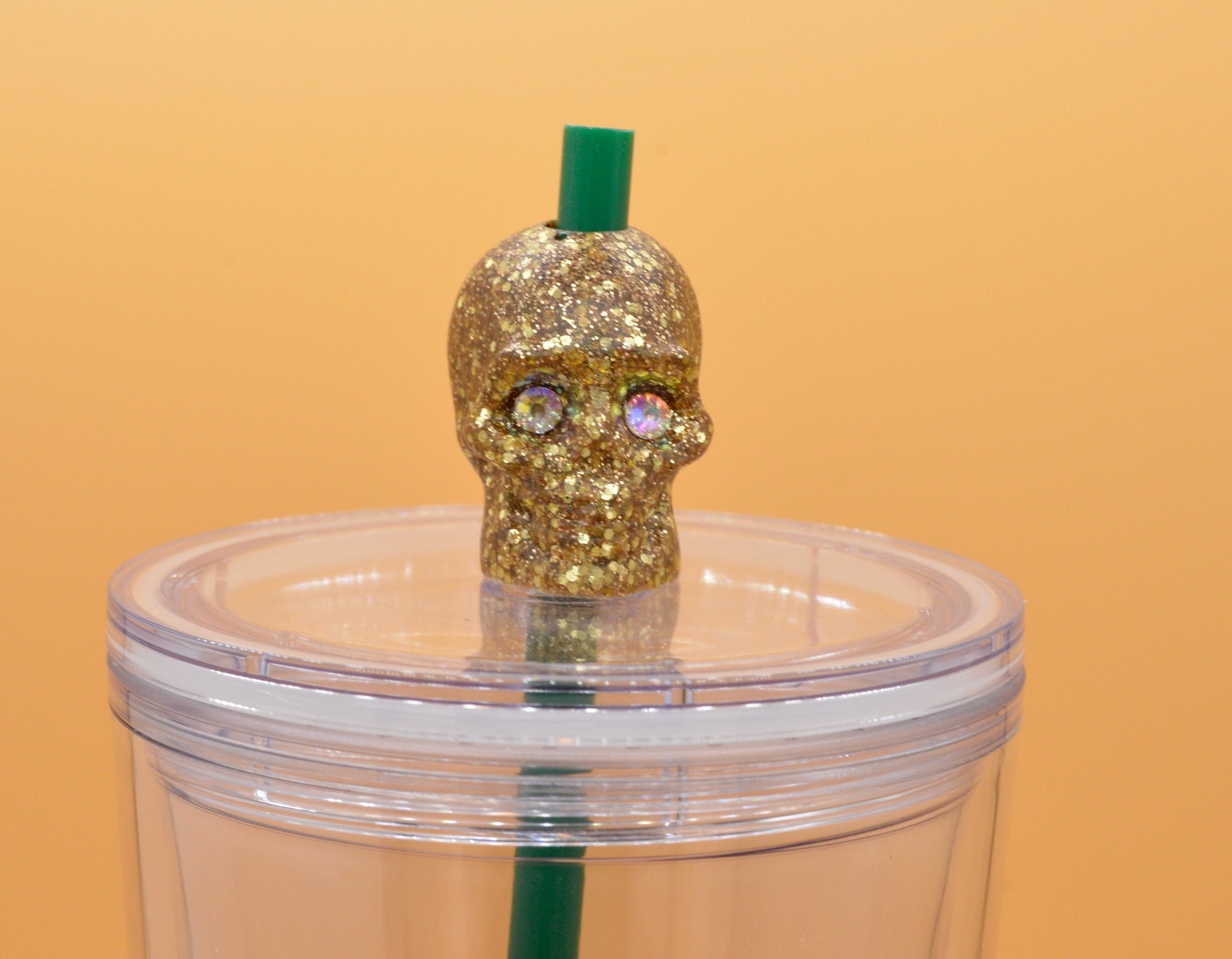 Drinkware Straw topper Skull straw topper party drink topper gold cute ...