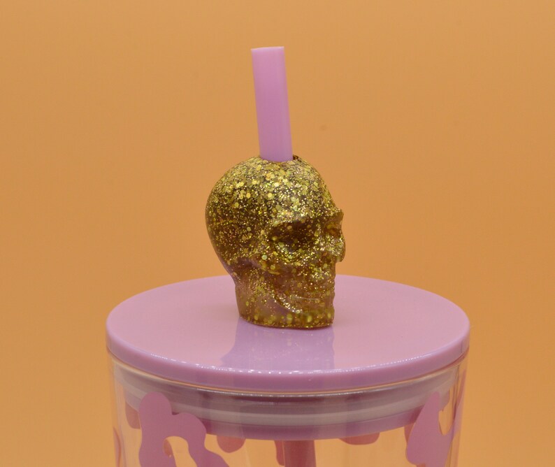 Drinkware Straw topper Skull straw topper party drink topper gold cute ...