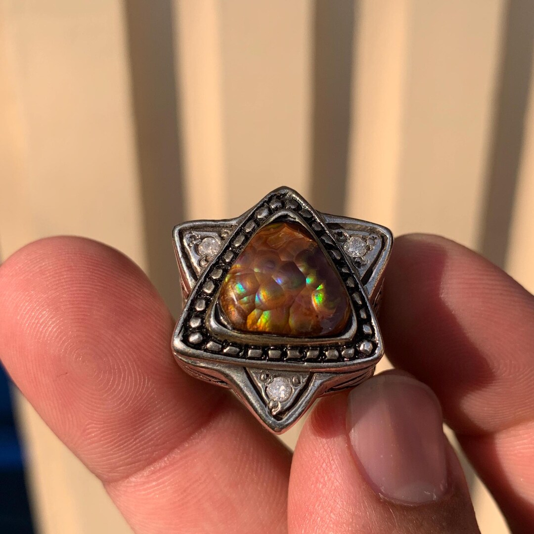 Fire Agate-natural 10.4 Ct Multicolor Mexican Fire Agate in Handmade ...