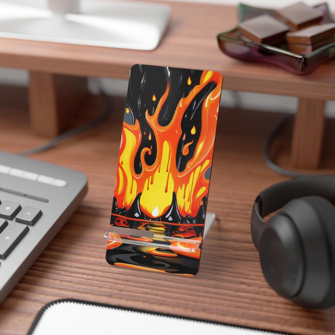 Flaming Fire Pattern Mobile Display Stand for Smartphones | Phone Stand ...