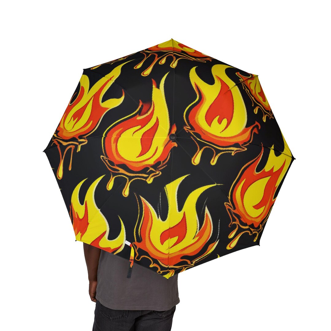 Flame Pattern Umbrella | Foldable Fire Design Rain Umbrella - Etsy