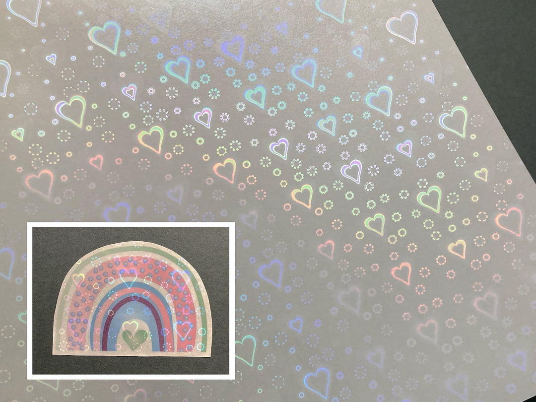 4 Sheet Pack of Holographic Hearts Vinyl Selfadhesive Holographic Heart ...