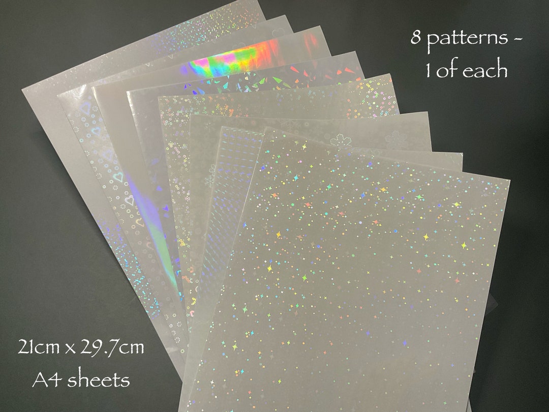 8 X A4 Holographic Sheet Bundle 8 Sheets of Transparent Self Adhesive ...