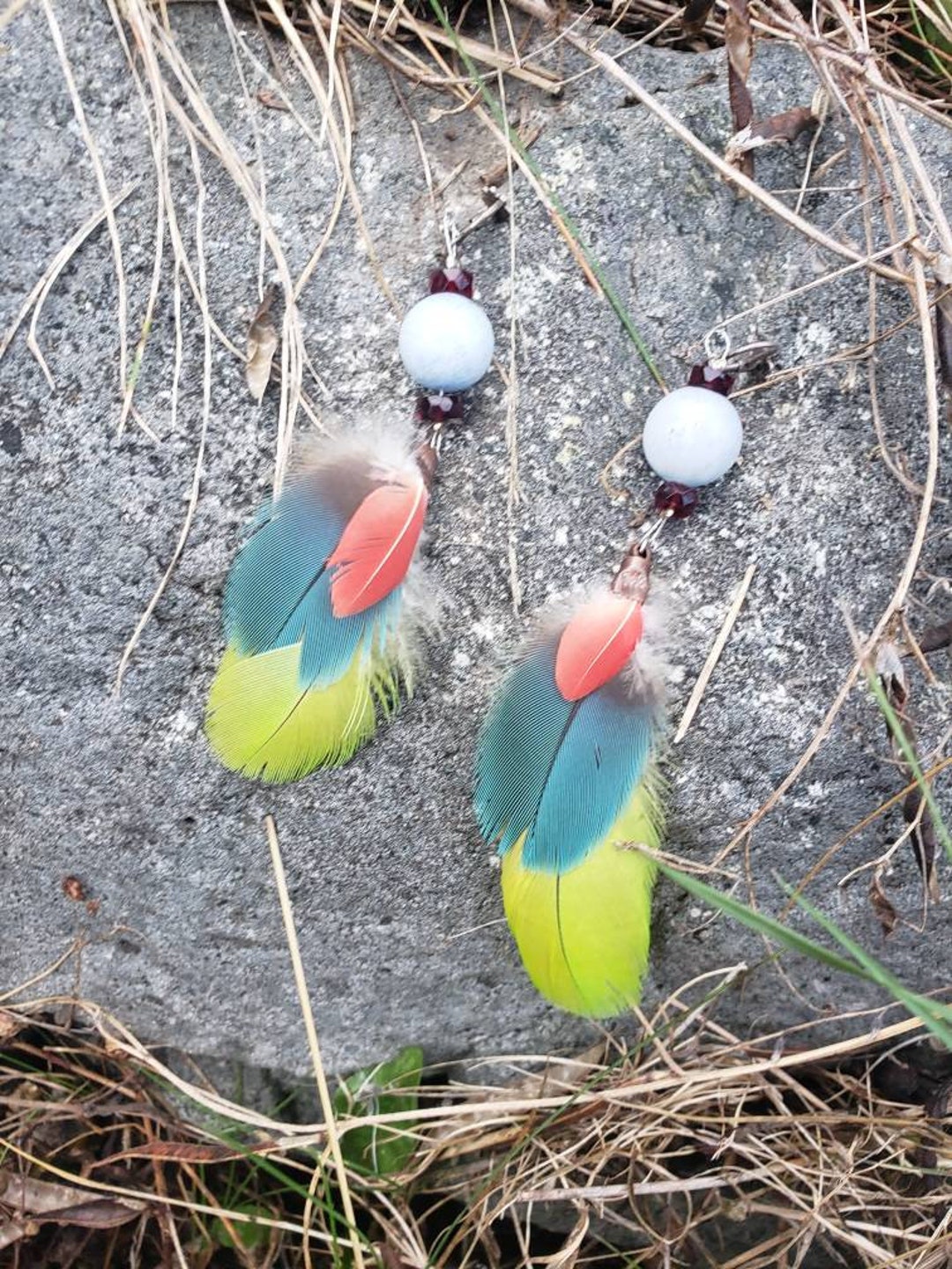 Colourful Naturally-shed Parrot Feather Earrings - Etsy