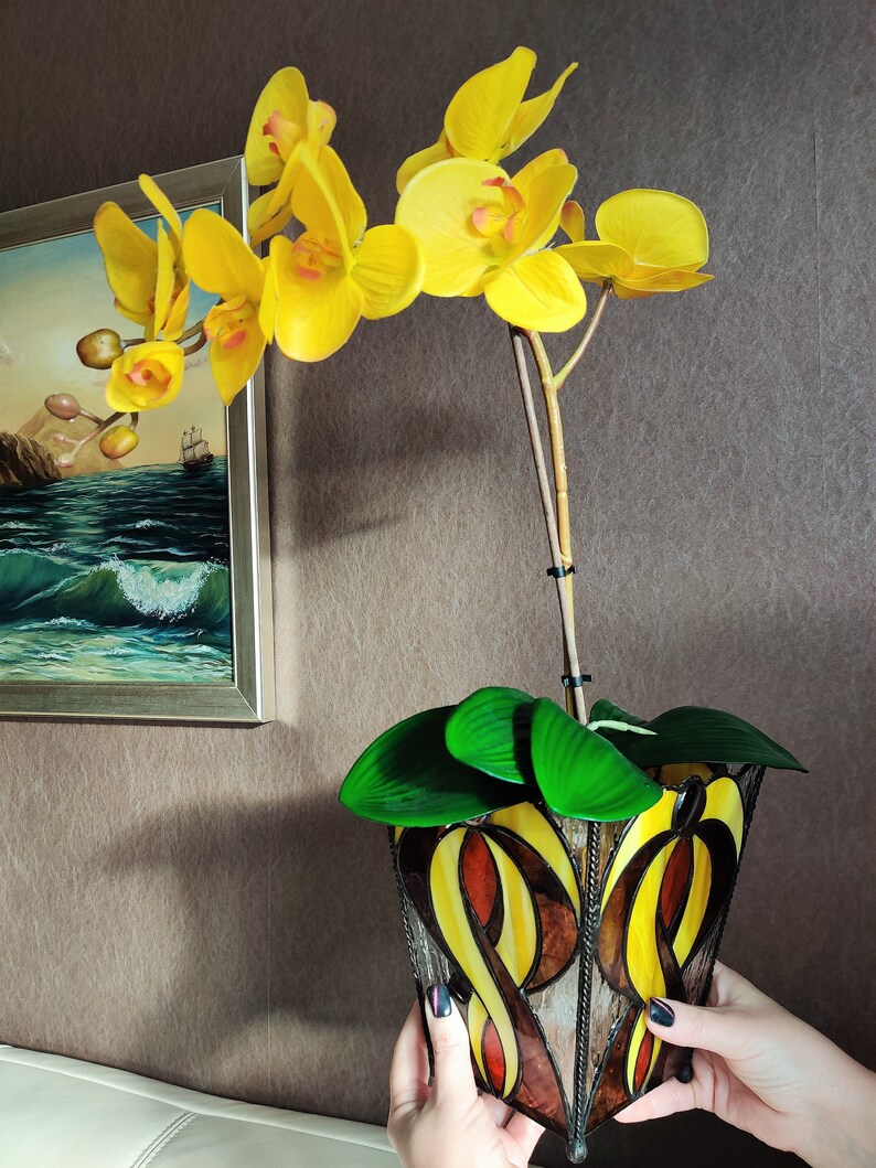 Orchid pot Decorative plant pot Unique planter Glass pot | Etsy