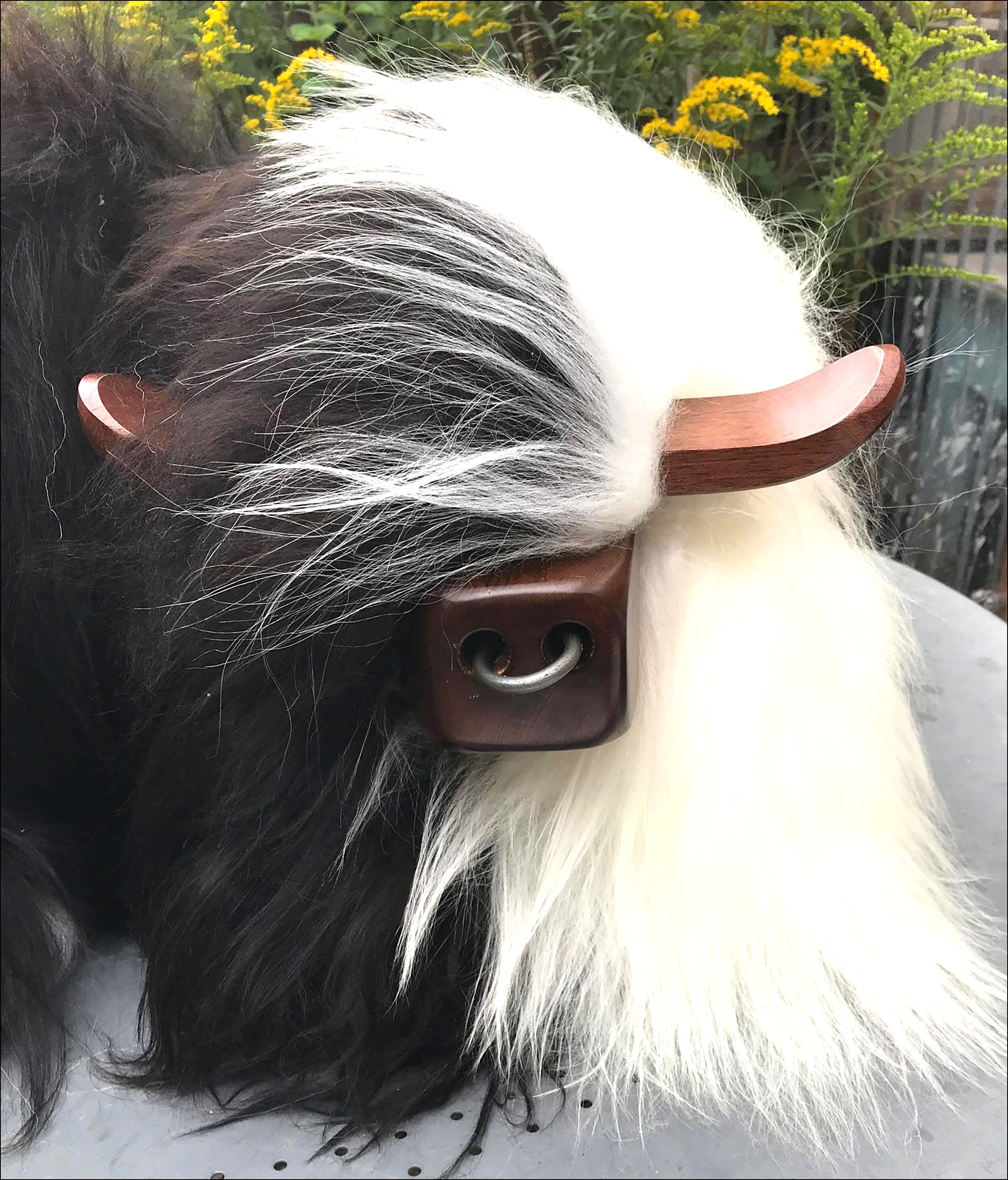 Quirky Icelandic Bull Footstool in Black & White Sheepskin A - Etsy UK