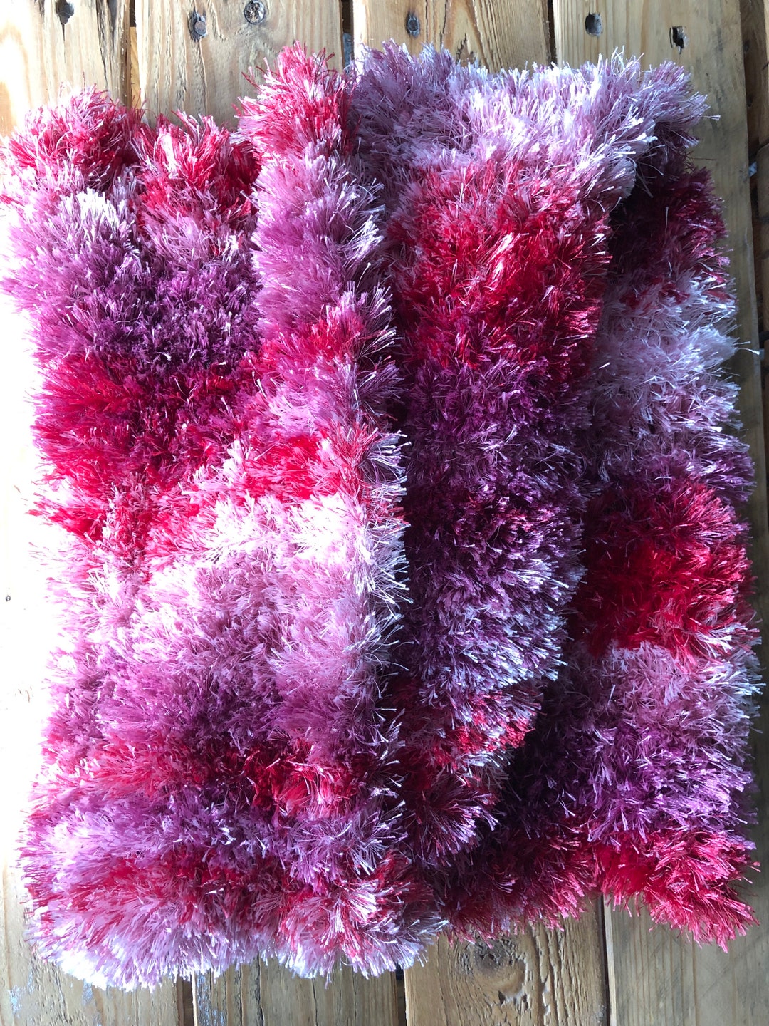 Super Soft Fluffy Scarf Pinks Reds Textured Handmade Unique - Etsy