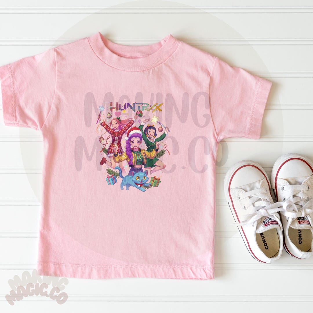 Pink Huntrix Christmas K-pop Band Printed Tshirt - Etsy