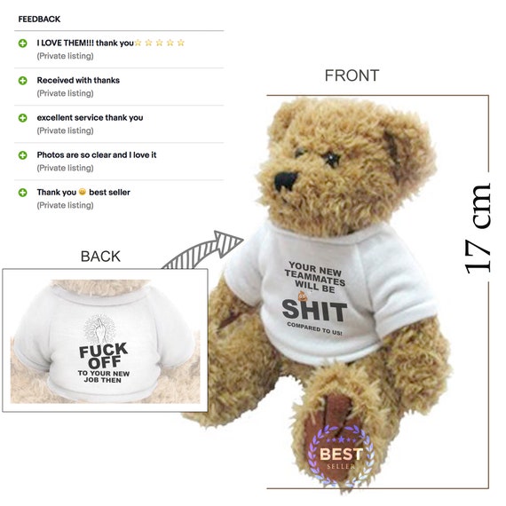 Perfect Leaving Gift Funny Rude Leaving Teddy Bear | Etsy