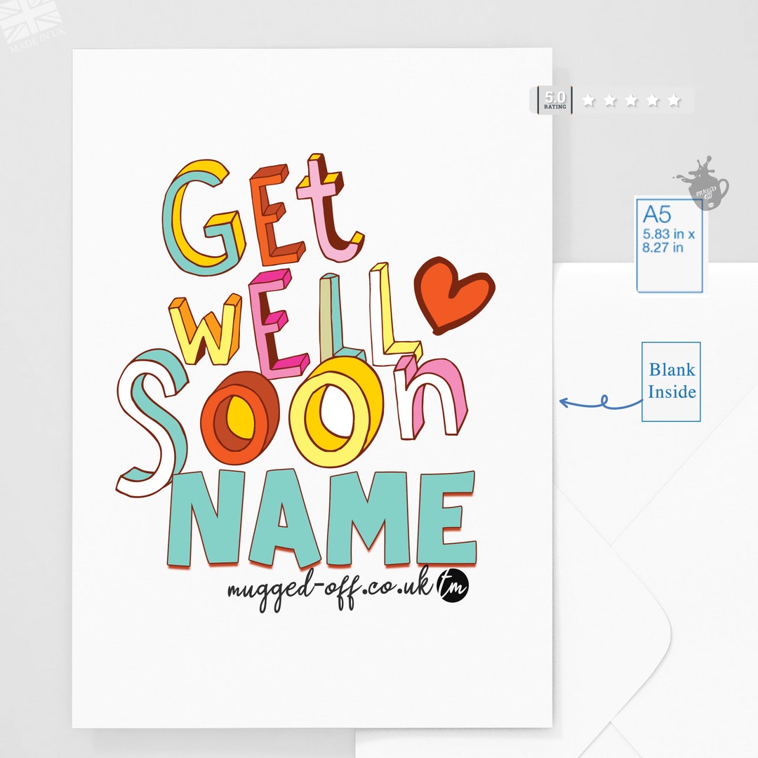 Personalised Get Well Soon Card customise With Their Name - Etsy