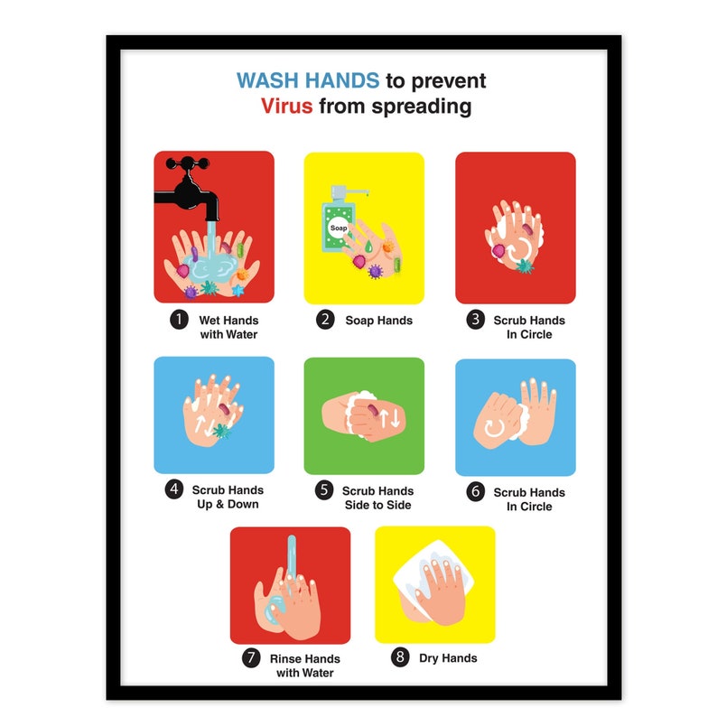 Kids Hand Washing Chart Educational Chart Hand washing | Etsy
