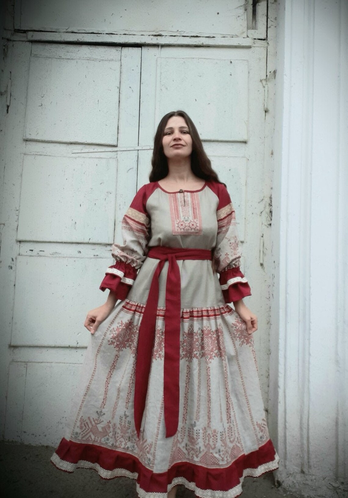 Slavic dressRussian clothingUnbleached linenEmbroidered | Etsy