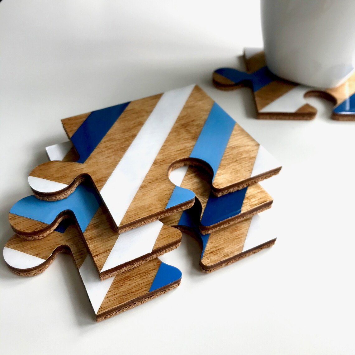 Puzzle Piece Coasters: Blue Trivet - Etsy