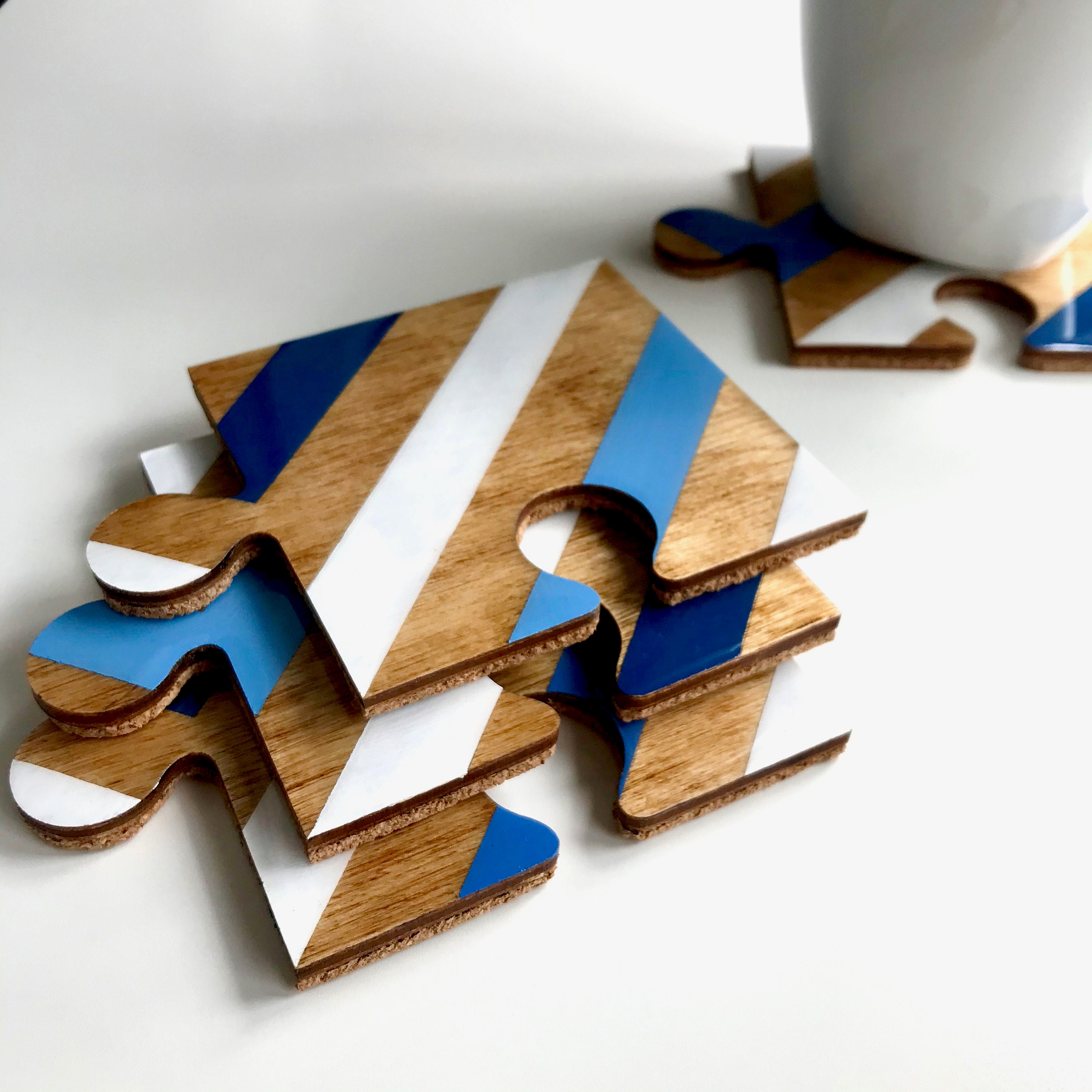 Puzzle Piece Coasters: Blue Trivet - Etsy