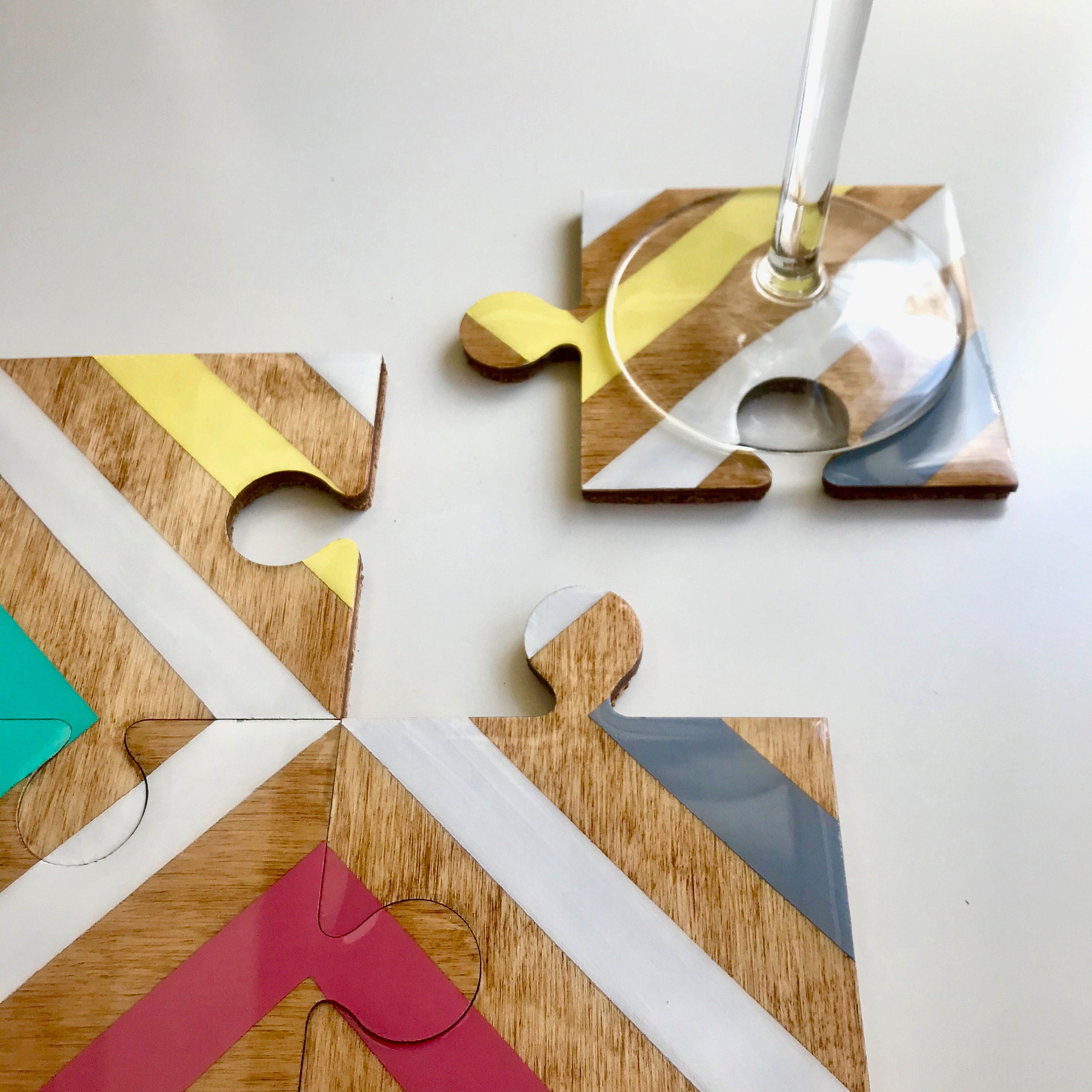 Puzzle Piece Coasters: Trivet multicolor - Etsy España