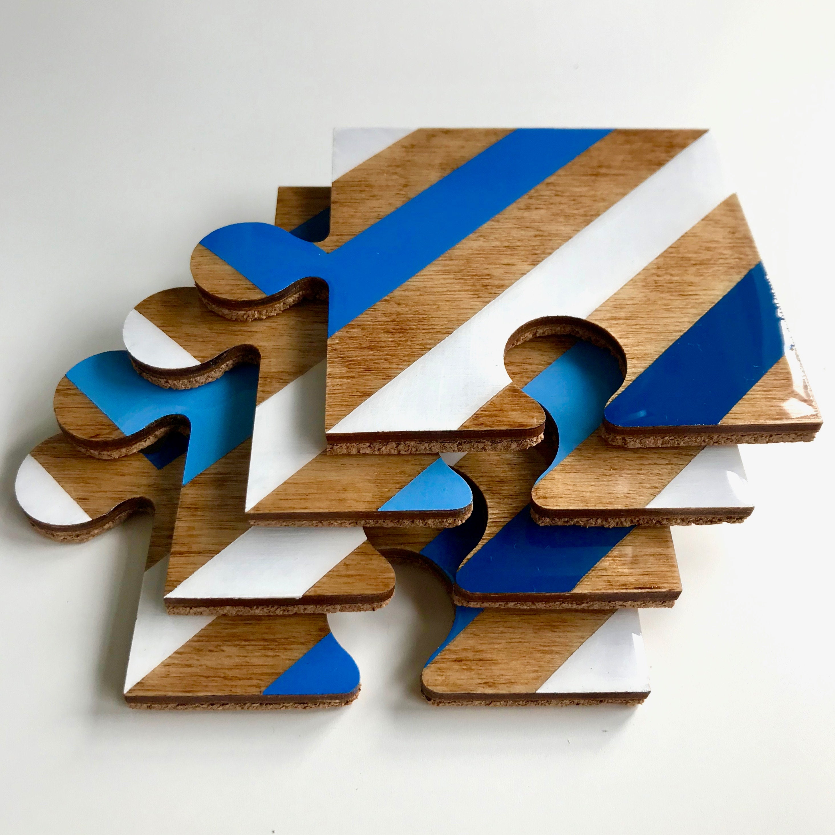 Puzzle Piece Coasters: Blue Trivet - Etsy