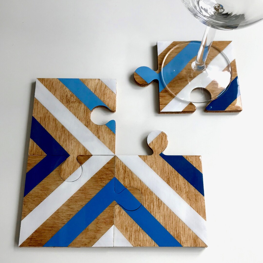 Puzzle Piece Coasters: Blue Trivet - Etsy