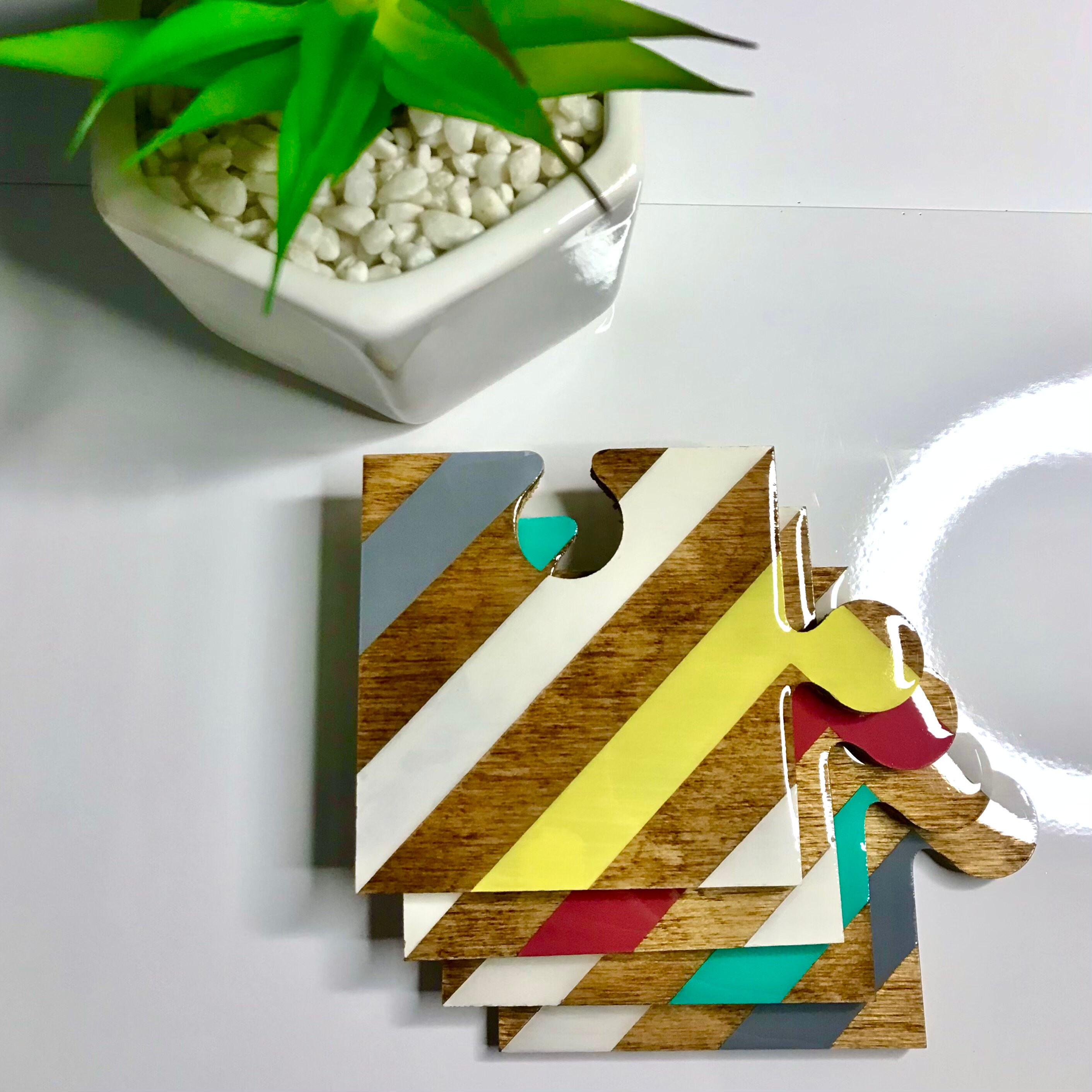 Puzzle Piece Coasters: Trivet multicolor - Etsy España
