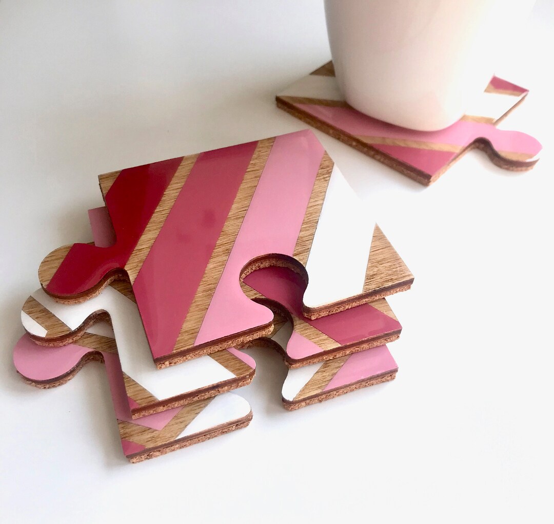 Puzzle Piece Coasters: Pink Trivet - Etsy Canada