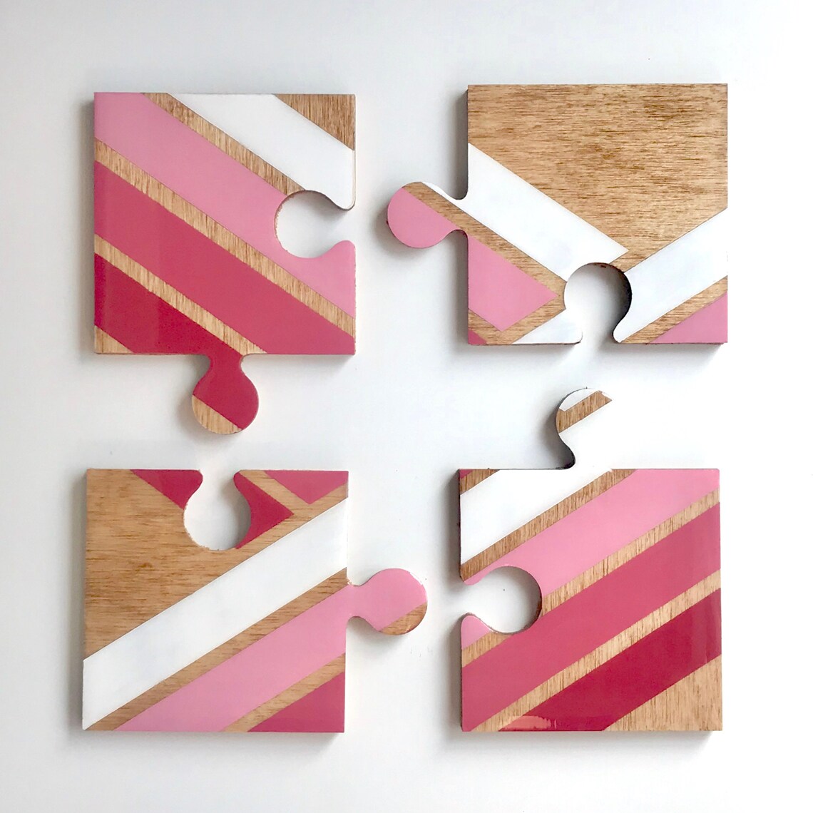 Puzzle Piece Coasters: Pink Trivet - Etsy Canada
