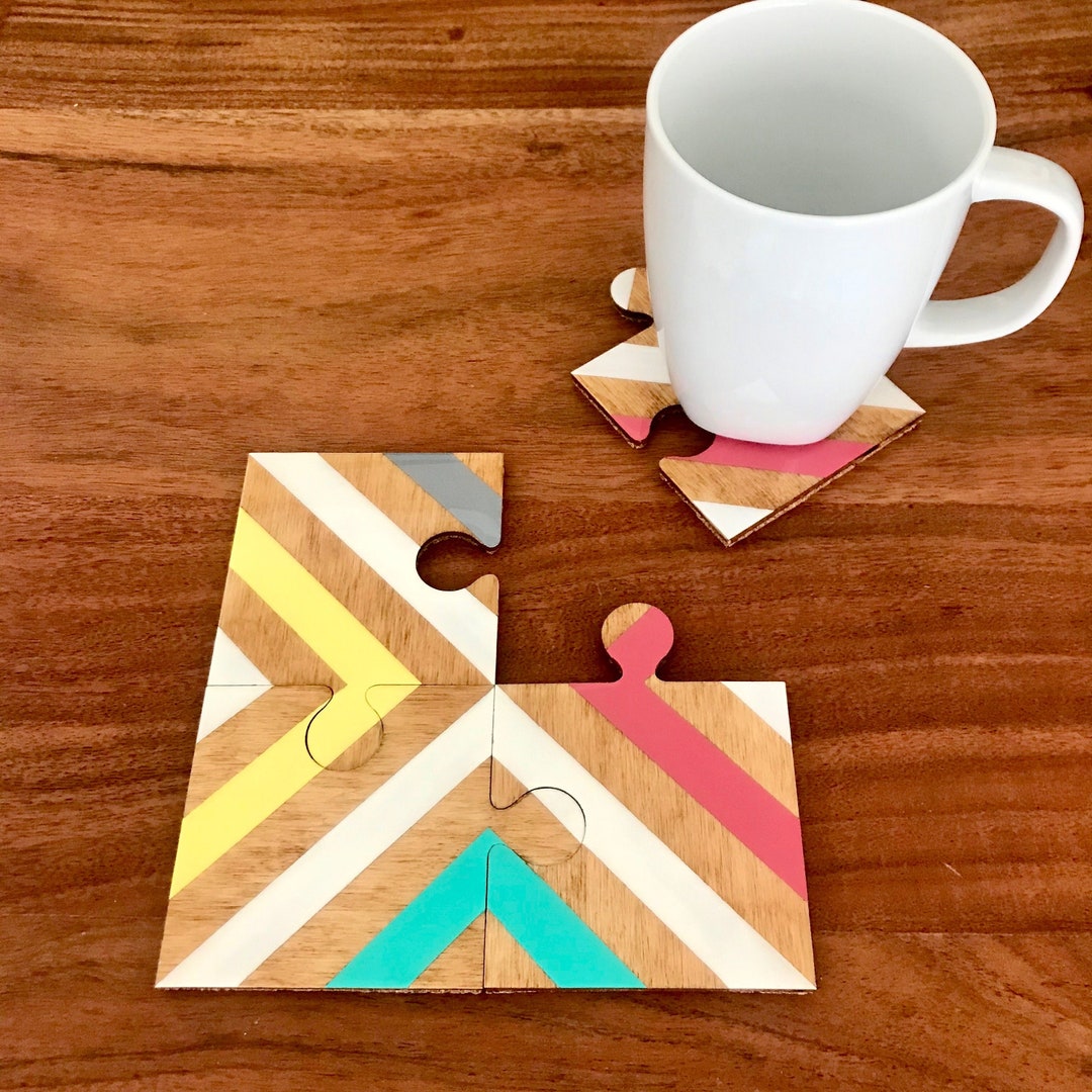 Puzzle Piece Coasters: Trivet multicolor - Etsy España