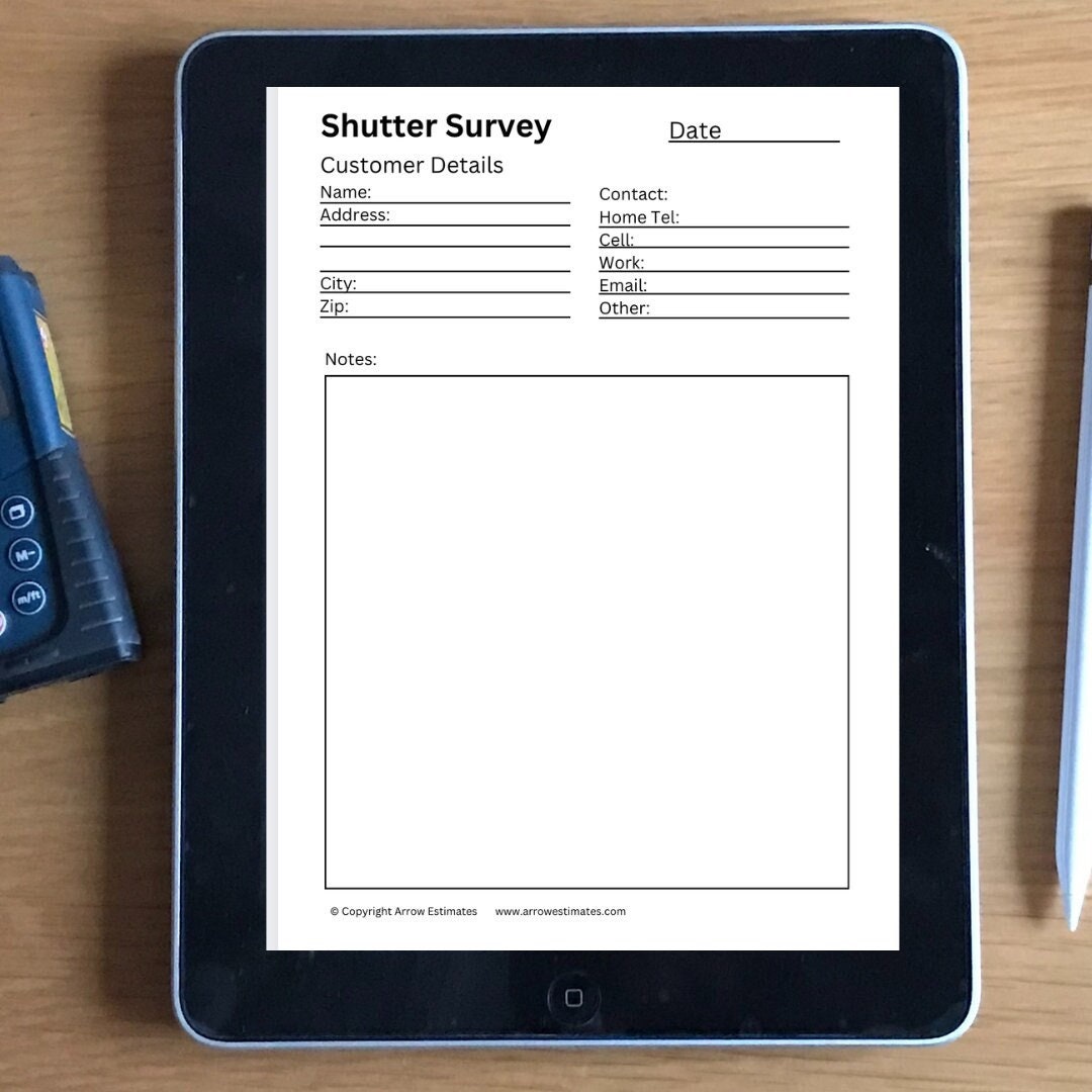 Template Survey Shutters PDF - Etsy