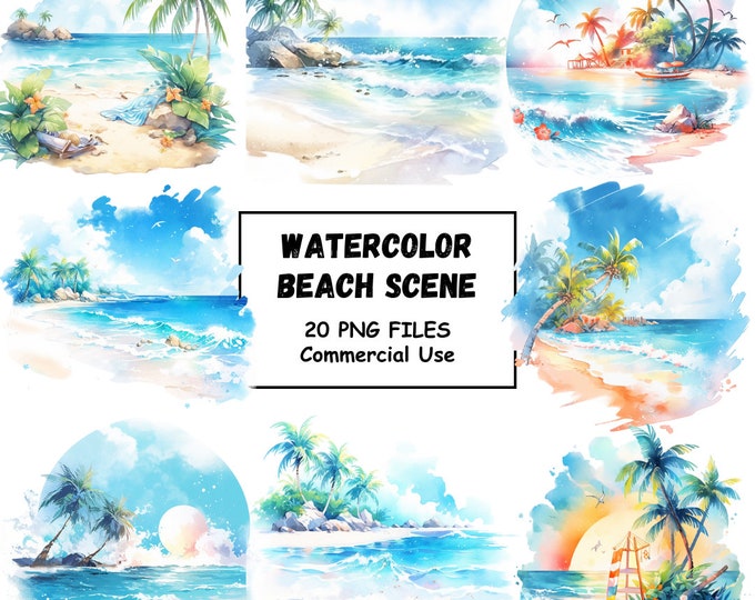 Ocean Beach Clipart, Sand Beach Clipart, Watercolor Beach Png, Sea ...