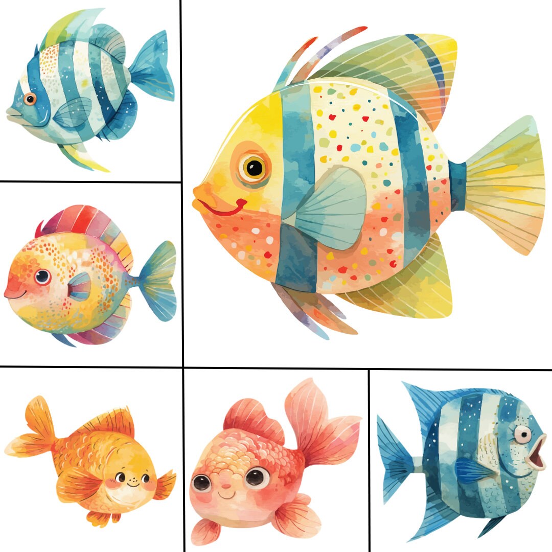 Watercolor Tropical Fish Clipart, 20 High Quality PNG and SVG Files ...