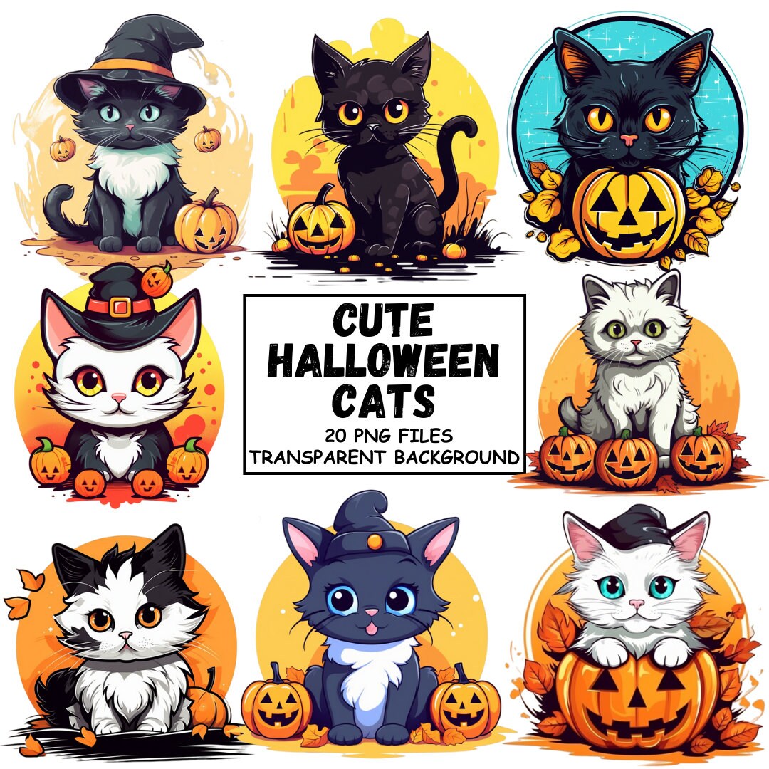 Halloween Cute Cats Clipart, Halloween PNG, Spooky Season, PNG Format ...