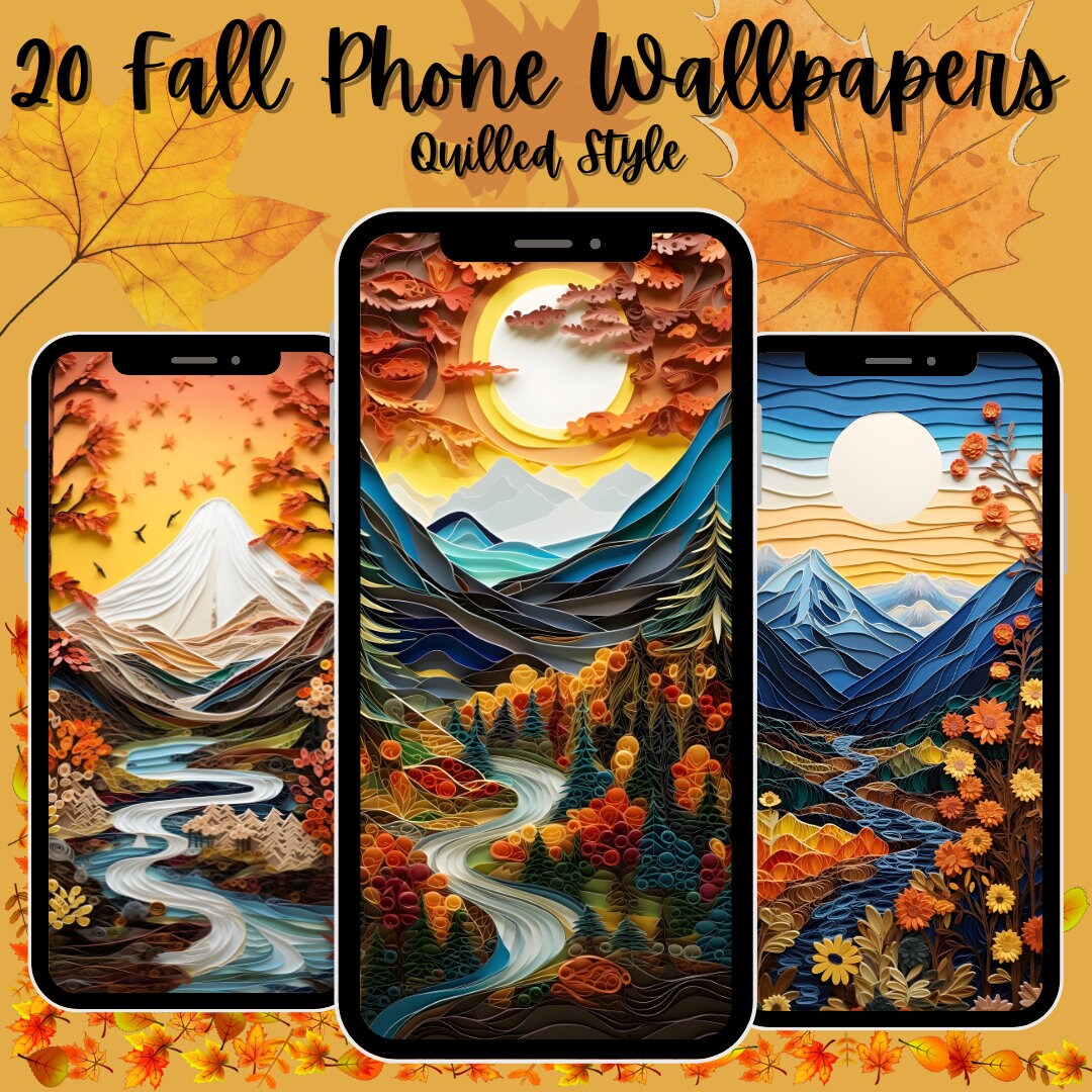 Fall Phone Wallpapers: Quilling Art, Autumn Mobile Background (digital ...