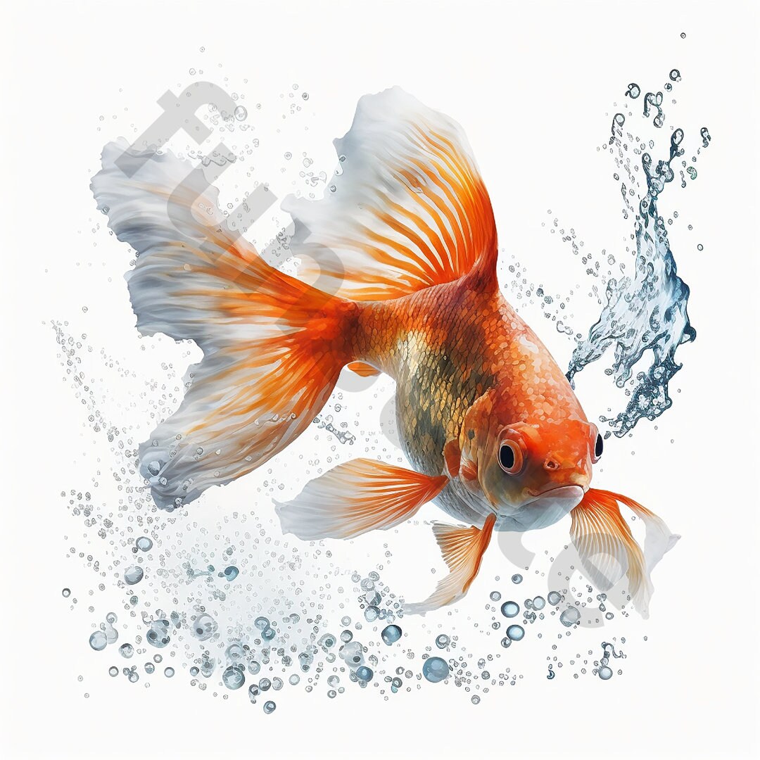 Goldfish Watercolor Clipart, Aquarium Clip Art, Fish Clipart in PNG ...