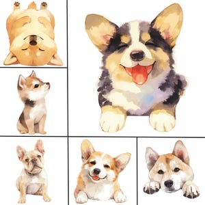 Watercolor Cute Dogs Clipart, 20 PNG and SVG, Animals Clipart ...