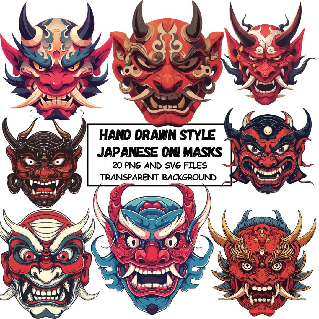 20 Japanese Demon Mask Clipart, Anime Oni Mask Png, Oni Head, PNG and ...