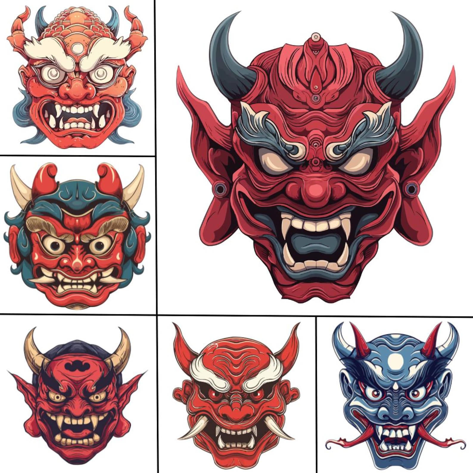 20 Japanese Demon Mask Clipart, Anime Oni Mask Png, Oni Head, PNG and ...
