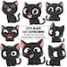 Cartoon Black Cat Expression Clipart PNG and SVG Cute Kitten 20 Digital Images Transparent ...