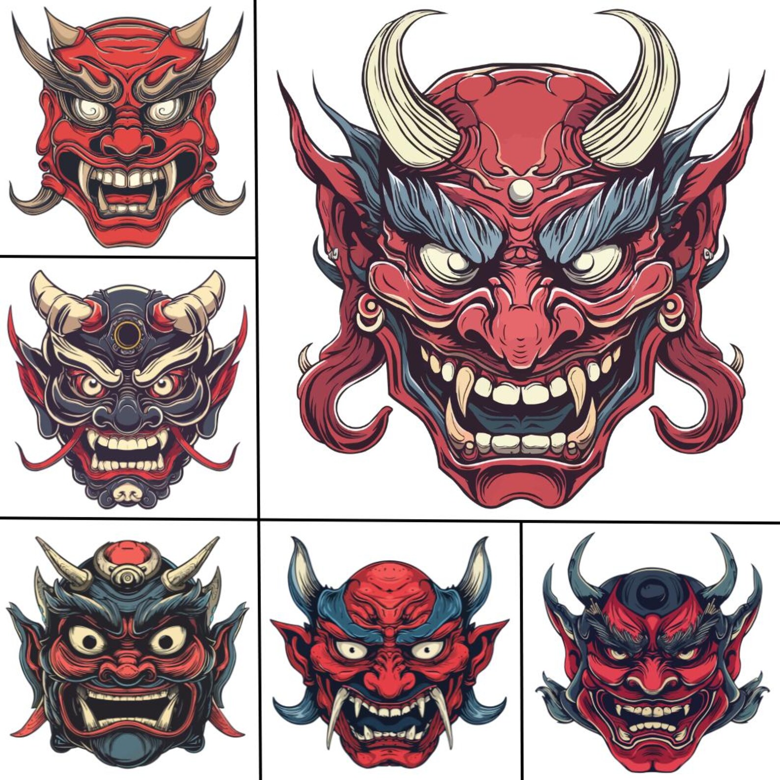 20 Japanese Demon Mask Clipart, Anime Oni Mask Png, Oni Head, PNG and ...