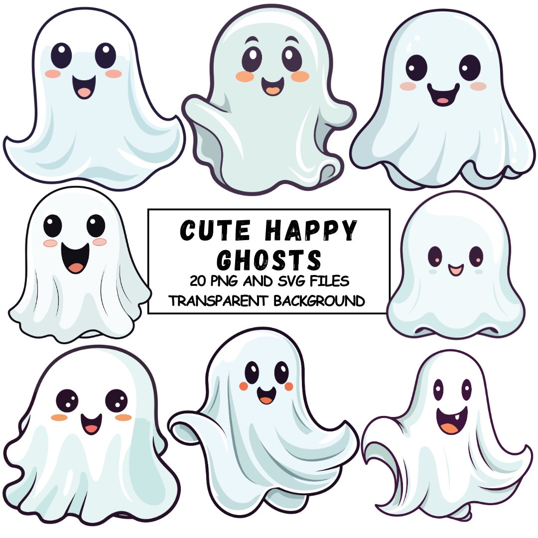 Cute Ghost Clipart Spooky Season Kids Halloween Happy Ghost Clipart PNG ...