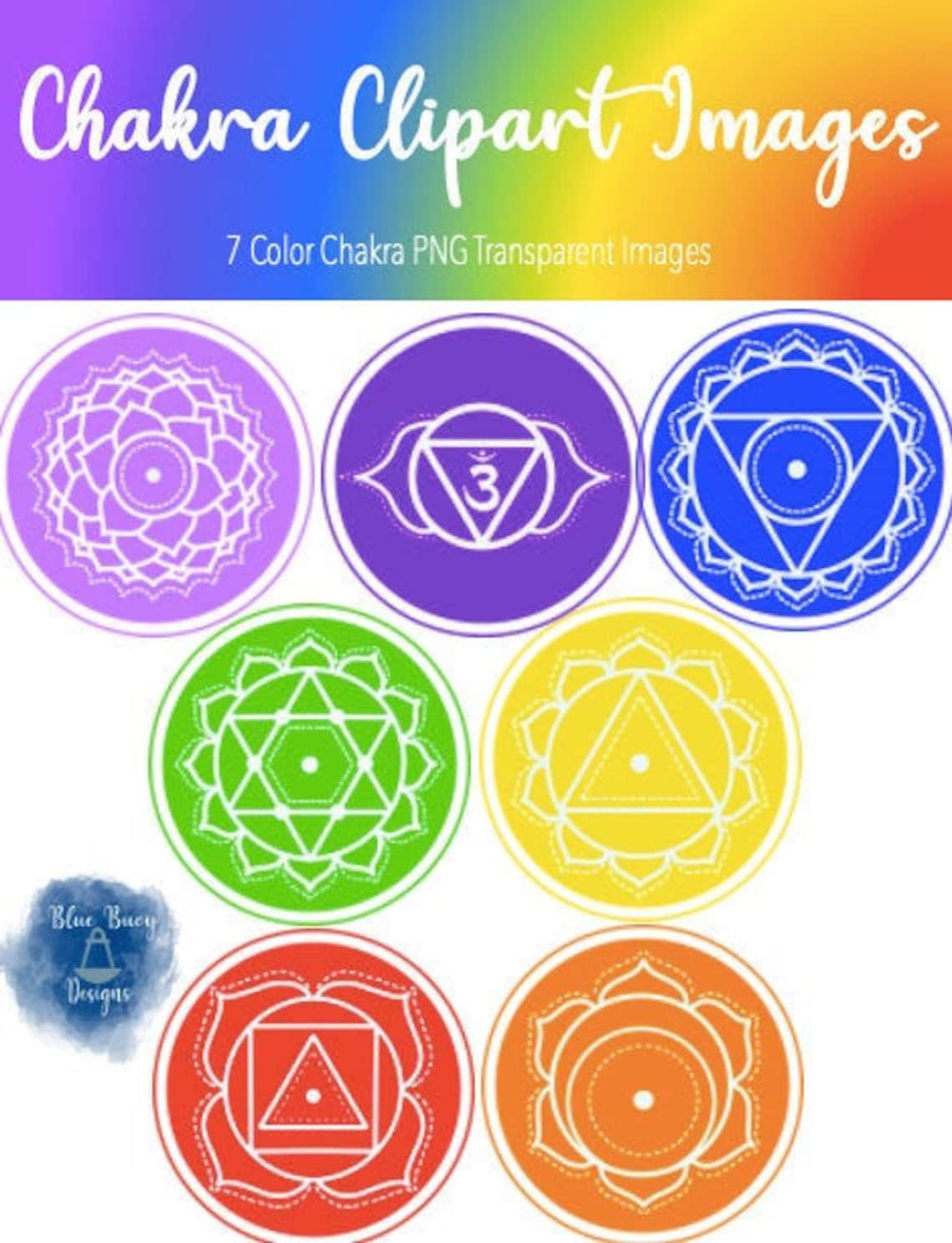 14 Chakra PNG Transparent Clipart Images Color and B&W | Etsy