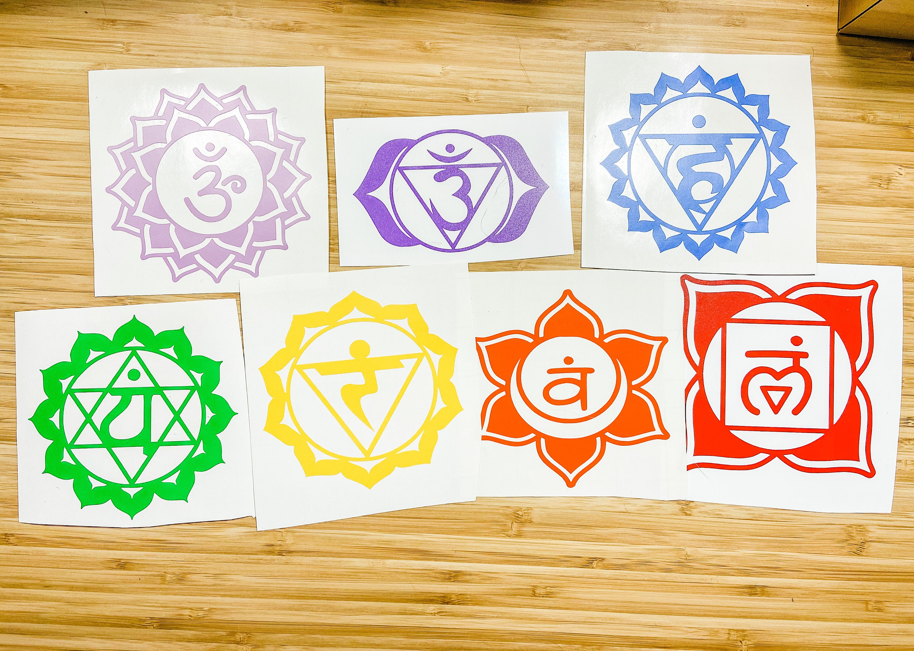 7 Chakra Symbol Vinyl Decal Bundle great for wall | Etsy