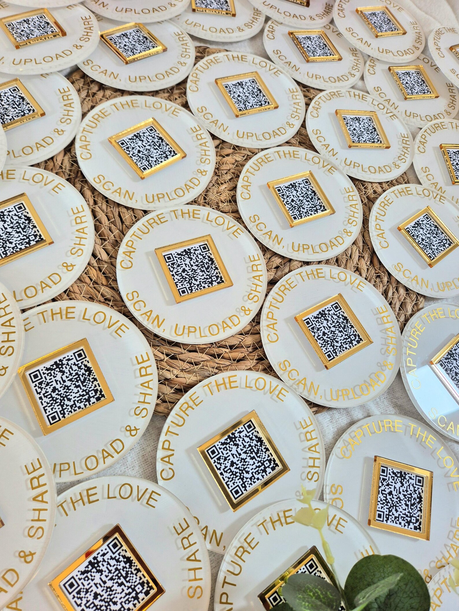 Wedding Photo Upload QR Code Discs: Painted Acrylic Table Decor - Etsy