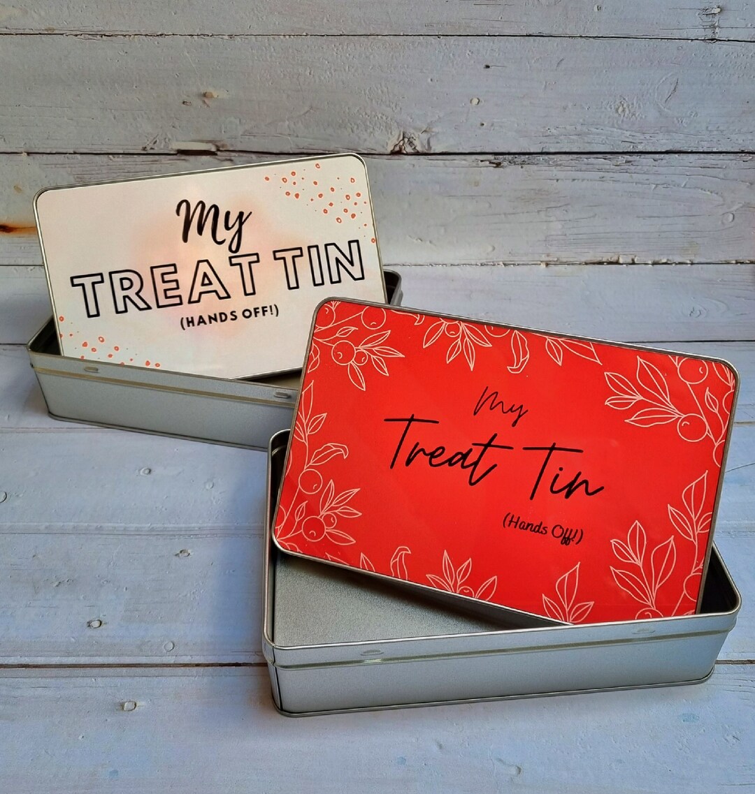 Treat Tin. Slimming Treat Tin, Metal Tin, Printed, Snacks, Red, White ...