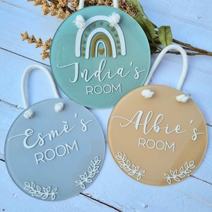 Personalised Name Sign, Custom Kids Room Plaque, Rainbow Nursery Decor ...