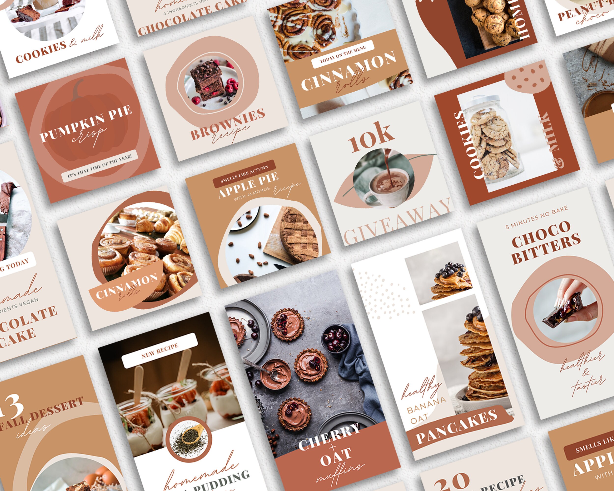 50 Instagram Templates Made in Canva 25 Post 25 Story Templates Food ...