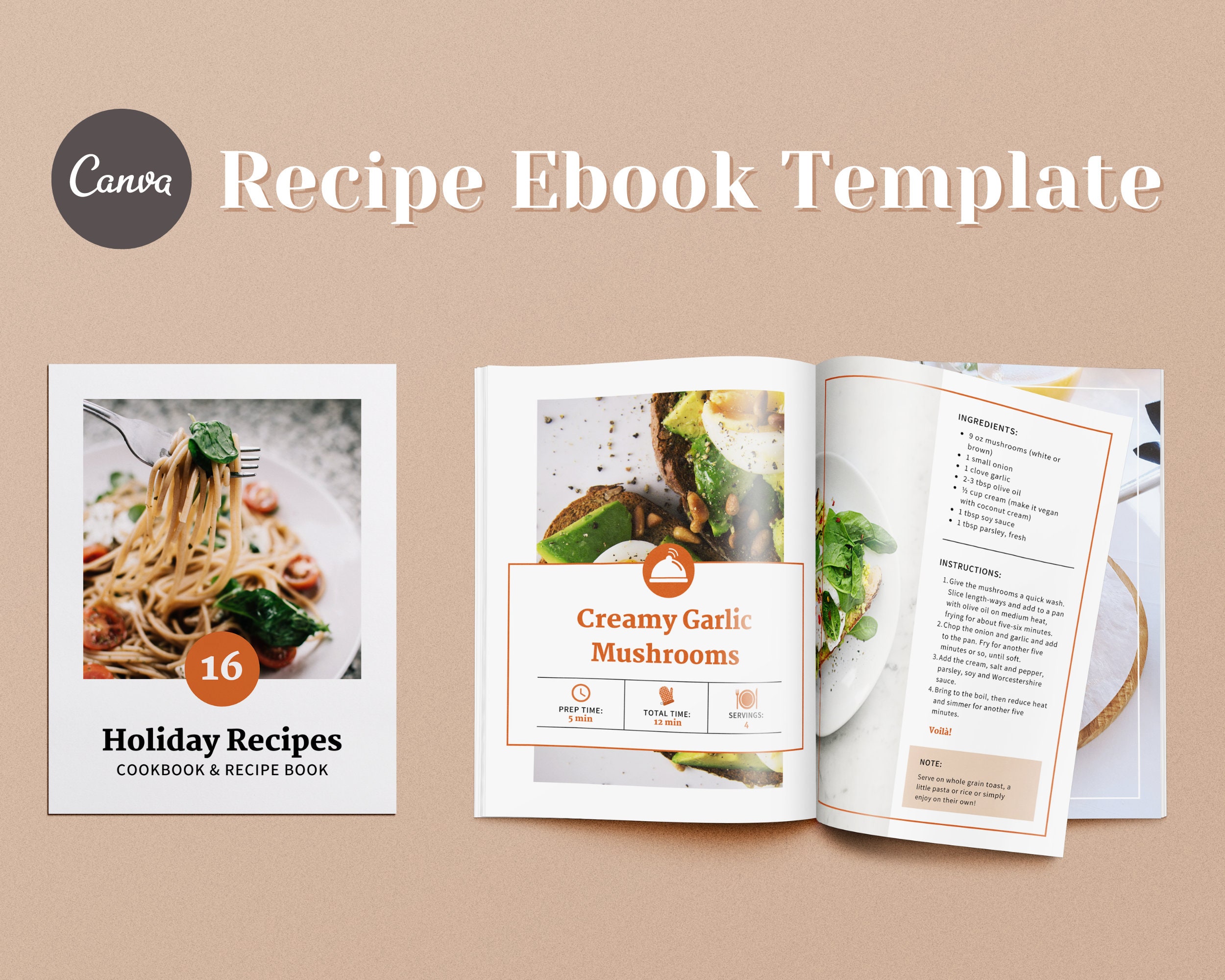 Holiday Recipe Ebook Template Made in Canva + 10 Free Recipe Pinterest ...