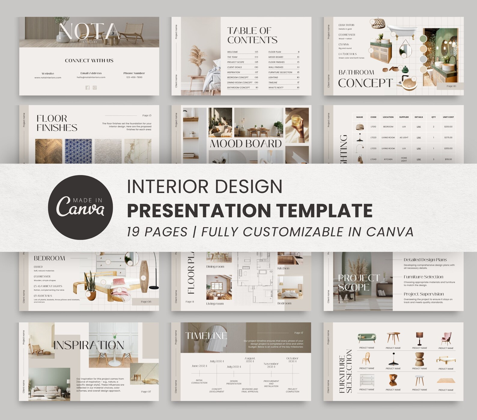 Interior Design Presentation Canva Template | Interior Design Proposal ...