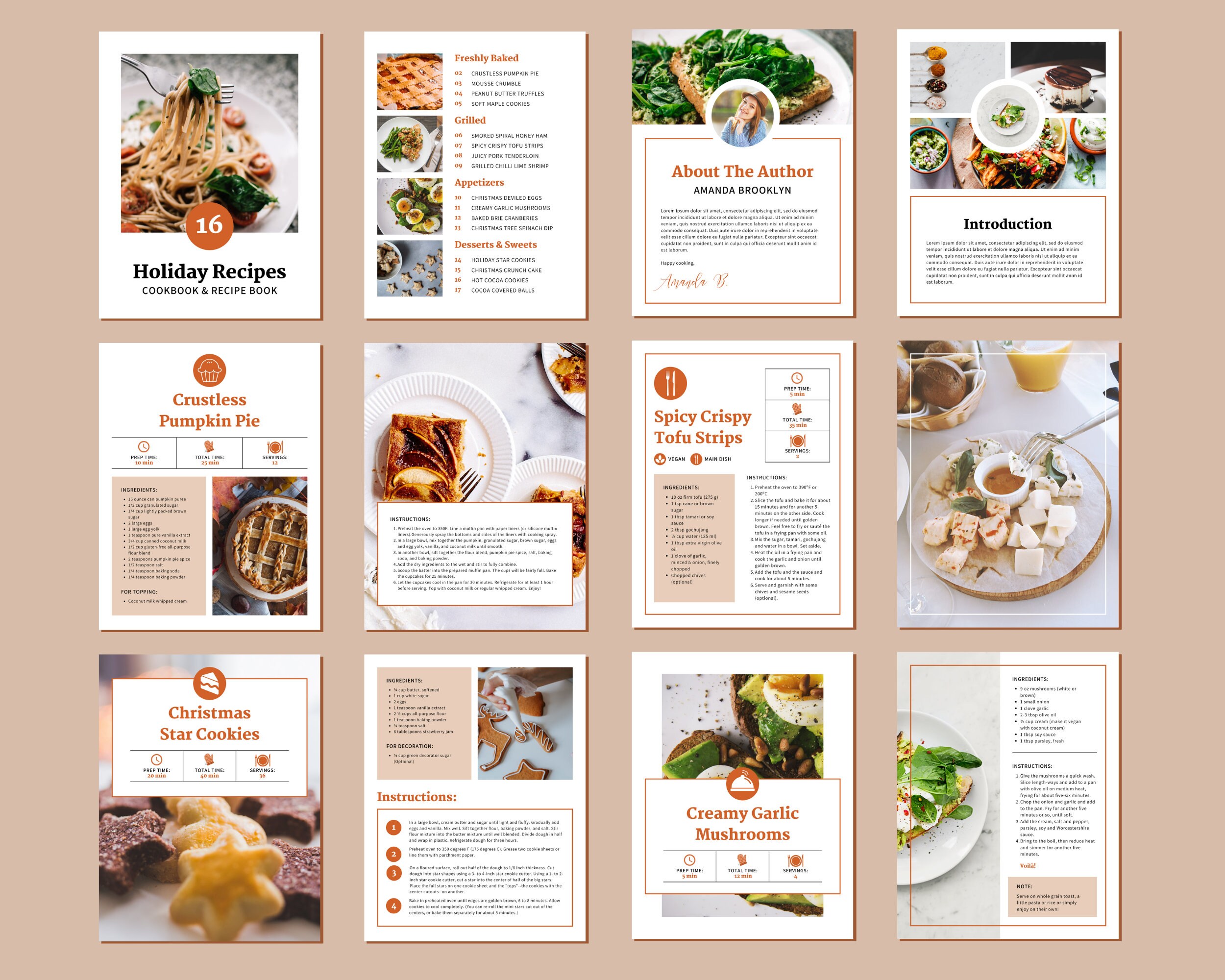 Holiday Recipe Ebook Template Made in Canva 10 Free Recipe Pinterest ...